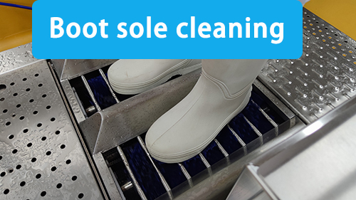 Cleaning and disinfection of shoes and boots in food factories