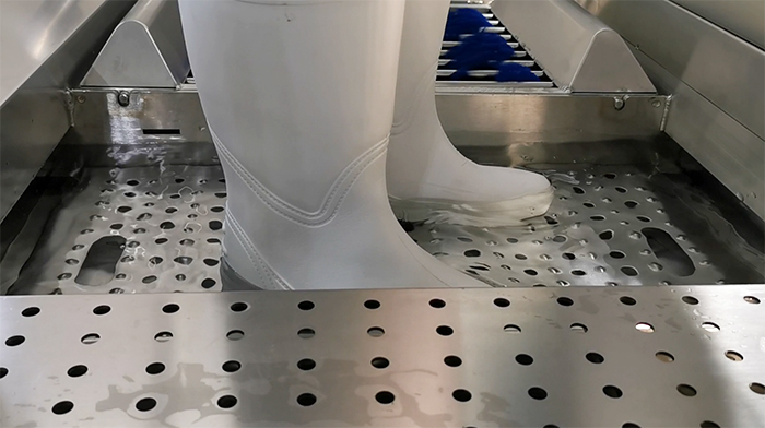 Cleaning and disinfection of shoes and boots in food factories